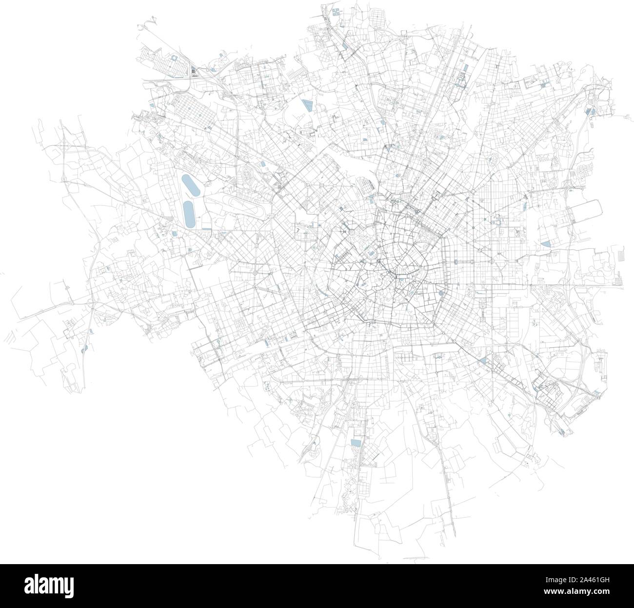 Mappa satellitare di Milano e le zone comuni. Le strade del capoluogo ...