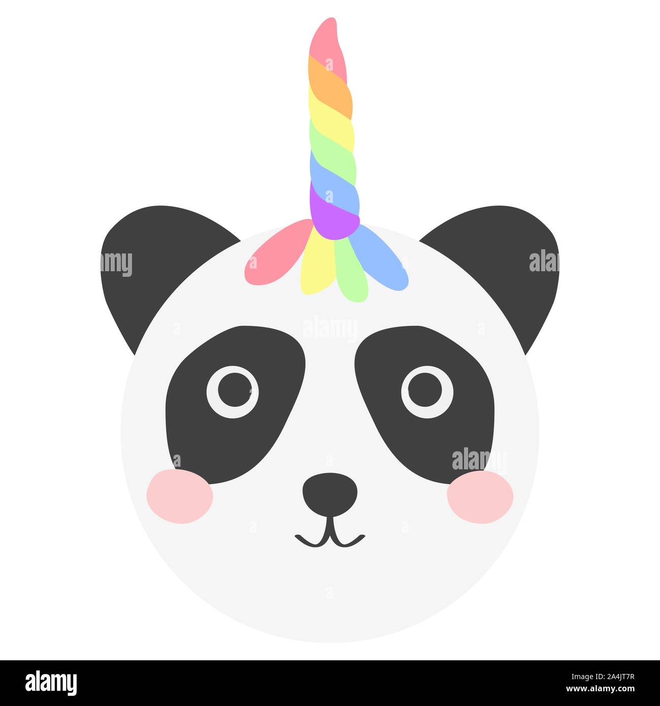 Pandacorn. Simpatico panda con un corno di unicorno nei colori del ...