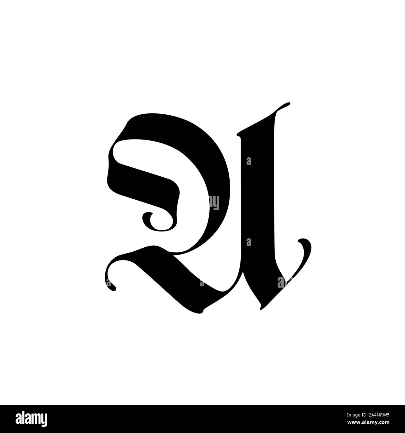 Lettera U, in stile gotico. Vettore. Alfabeto. Il simbolo è isolato su ...