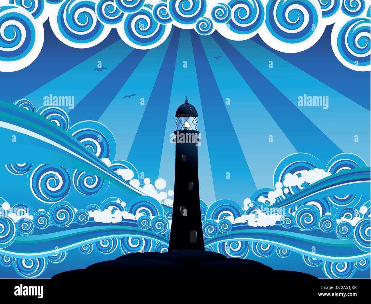 Paesaggio mare stilizzato Immagini Vettoriali Stock - Alamy