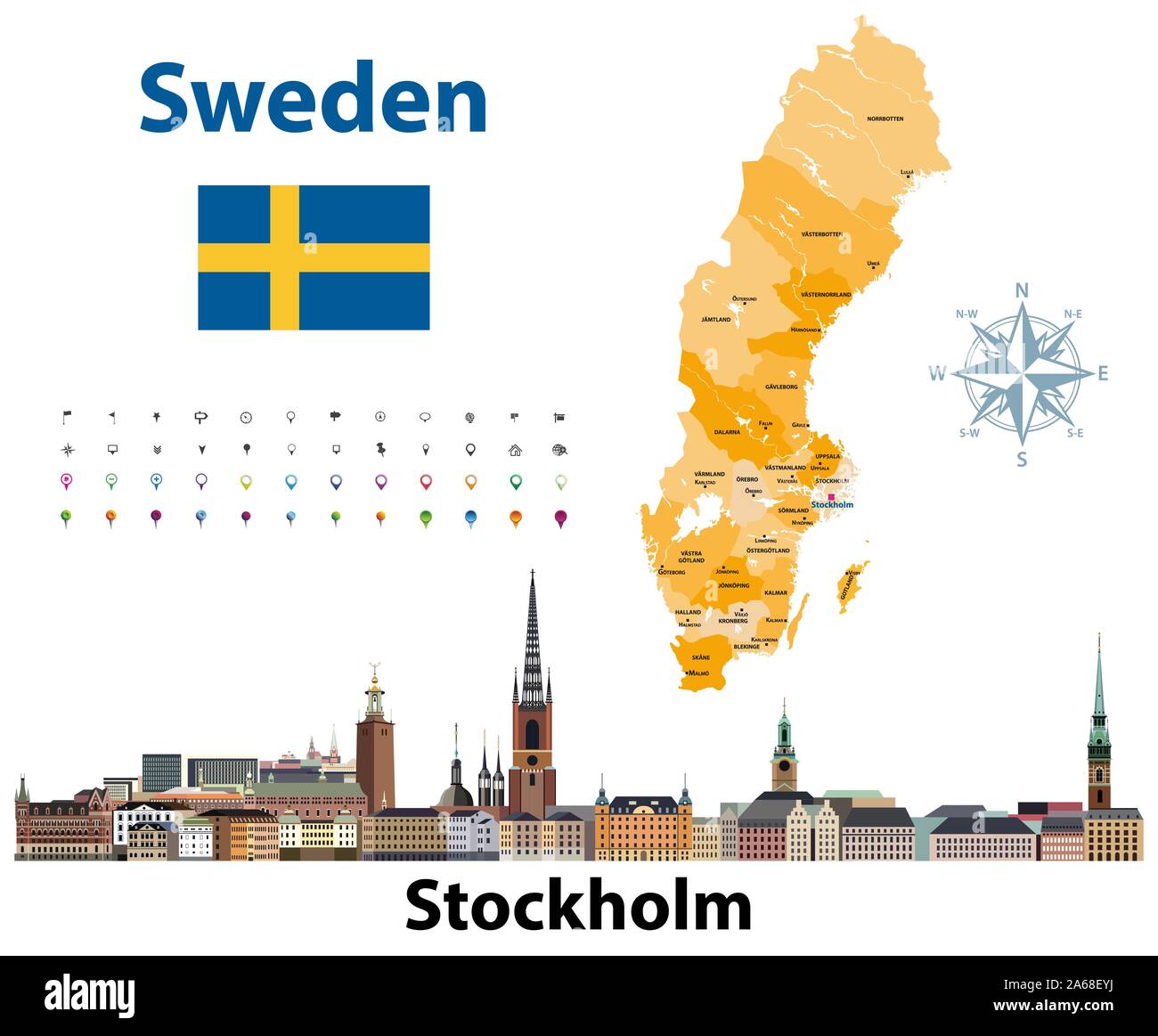 Mappa di kalmar Immagini Vettoriali Stock - Alamy