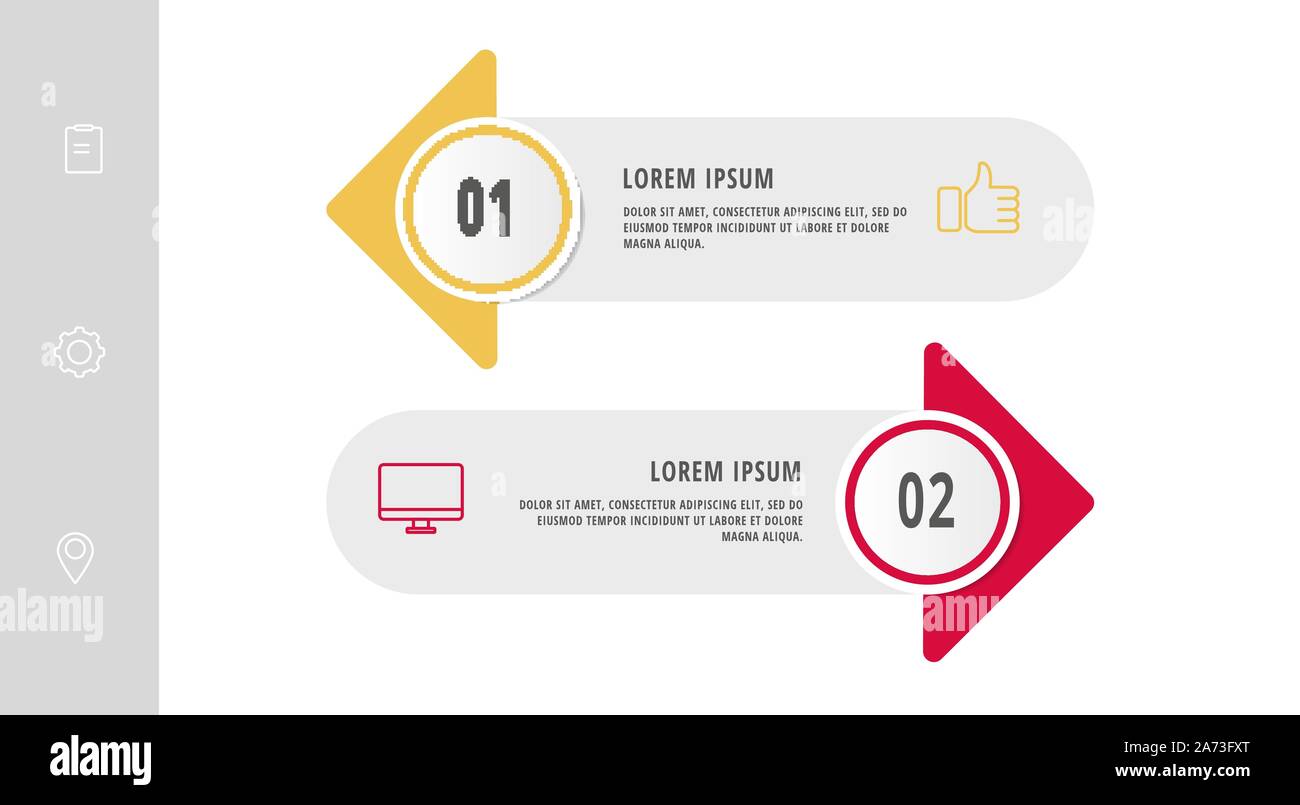 Infografico vettore modello piano. Cerchi con la freccia per due ...