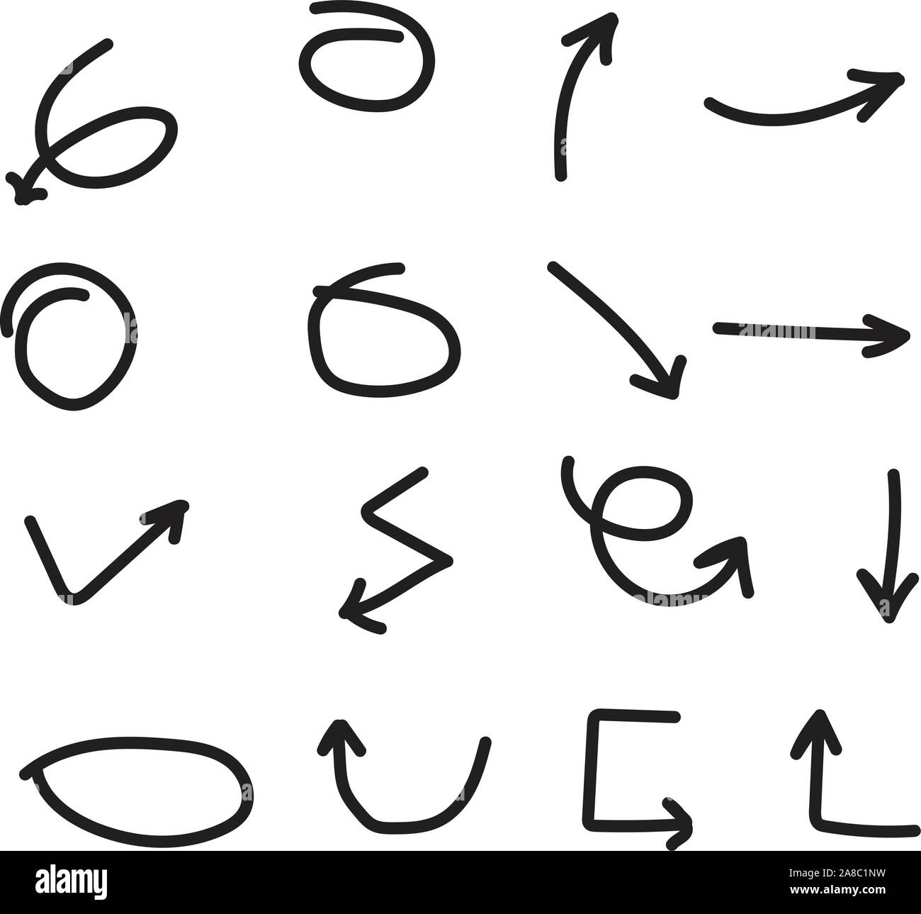 Icona a forma di freccia su sfondo bianco in stile appartamento. mano ...