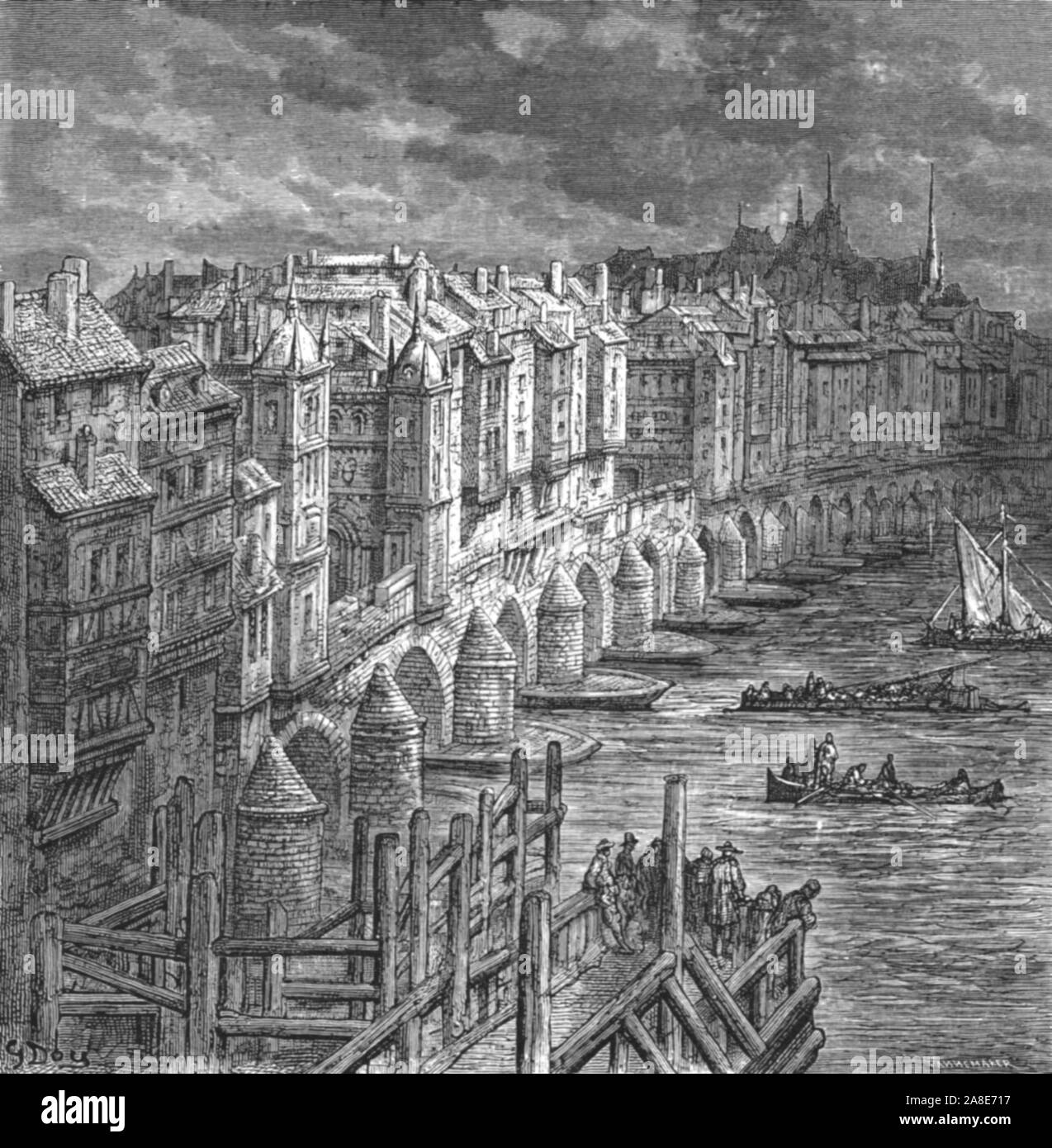 " London Bridge, 1694', 1872. "Vecchio" London Bridge (1209-1831 ...