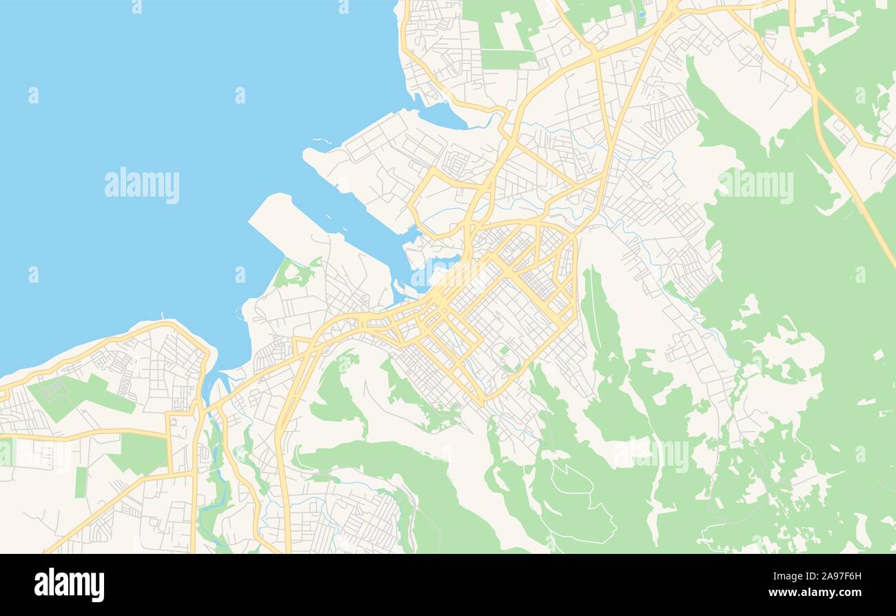Versione stampabile cartina stradale di Port Louis, Mauritius. Mappa ...