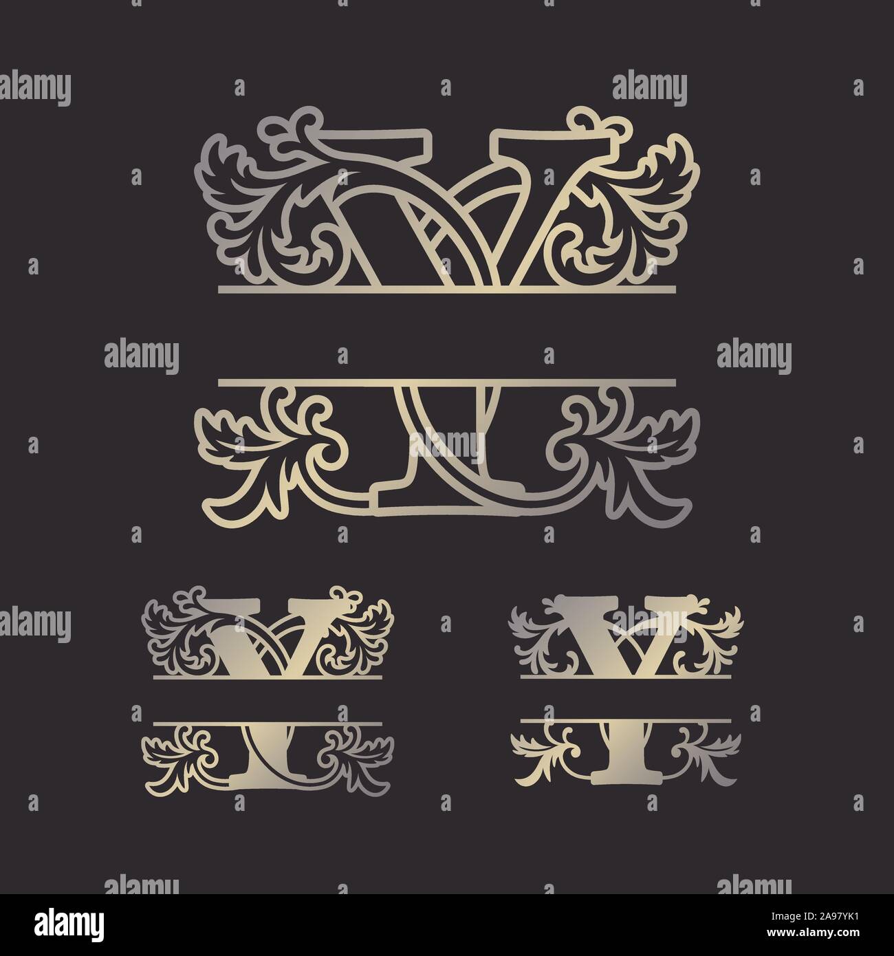 Alfabeto Split monogrammi, Split lettera monogramma, telaio alfabeto ...