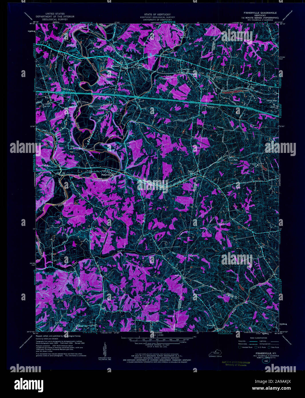 USGS TOPO Map Kentucky KY Fisherville 708656 1960 24000 invertiti Foto ...