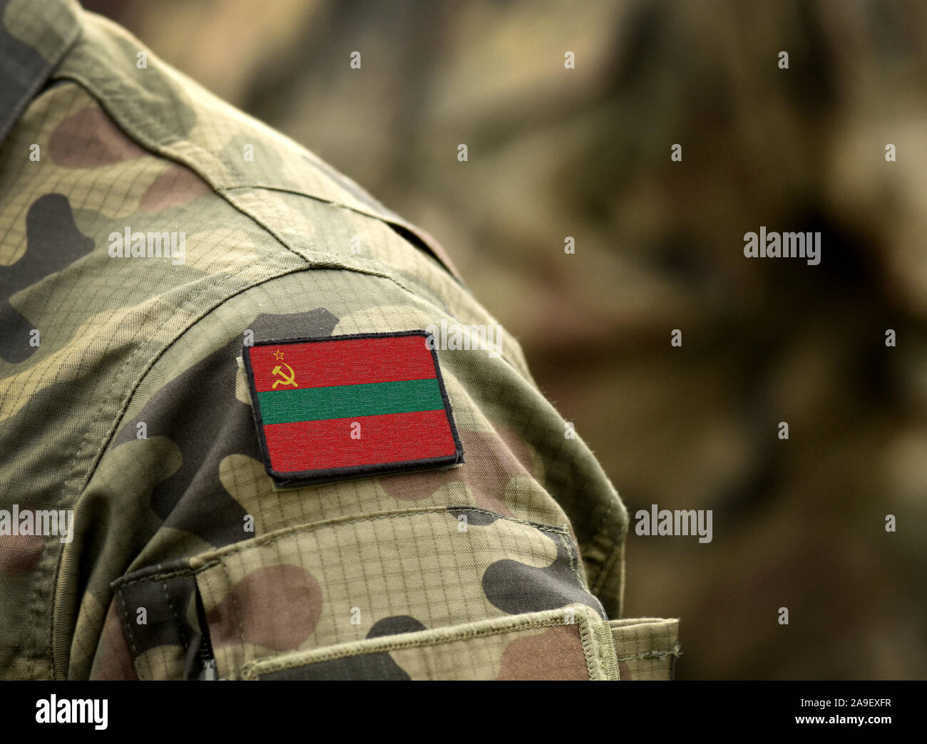 Bandiera della Transnistria in uniforme militare. Esercito, truppe ...