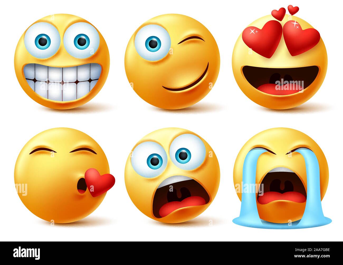 Smileys emojis ed emoticon faccia set di vettore. Icona Smiley o ...