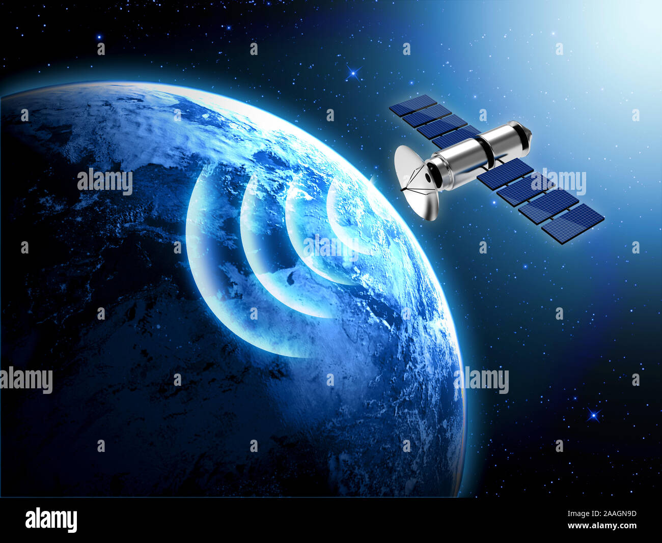 Pianeta Terra e satellite vista dallo spazio Foto stock - Alamy