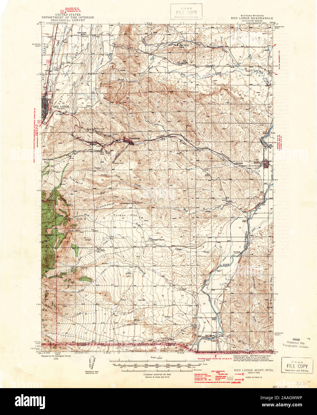 Mappa di red lodge montana immagini e fotografie stock ad alta ...