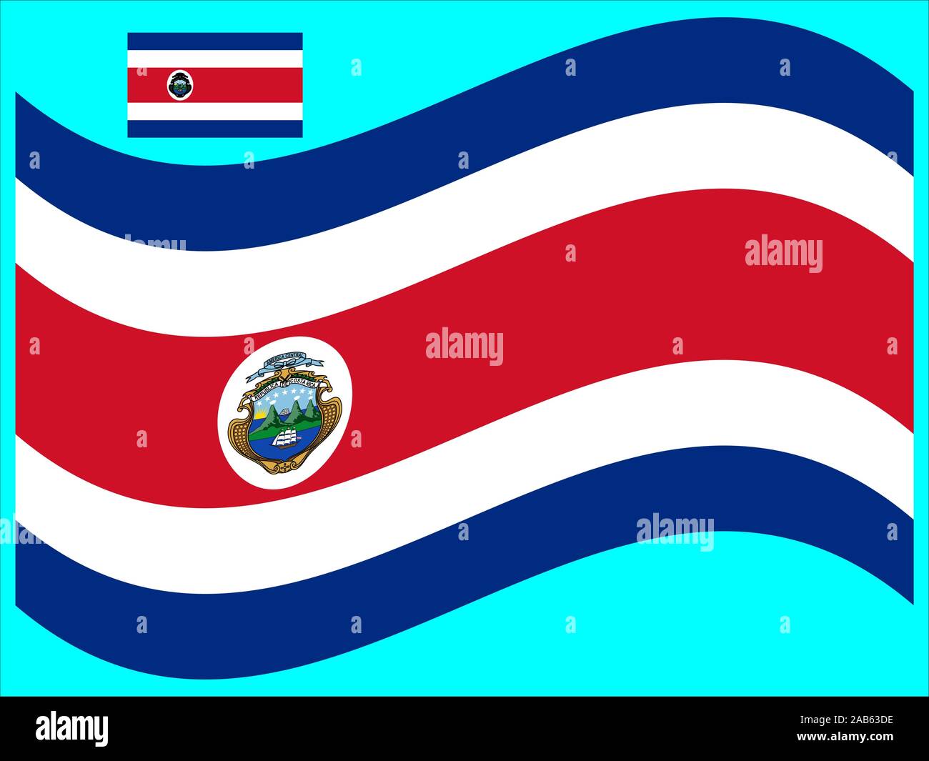 Bandiera costaricana sventola Immagini Vettoriali Stock - Alamy