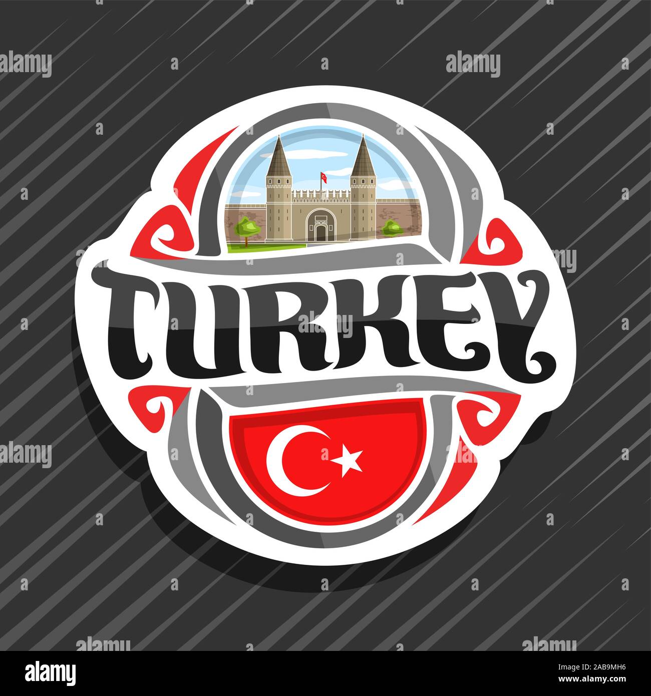 Il logo del vettore per la Turchia paese, frigo magnete con stato turco ...