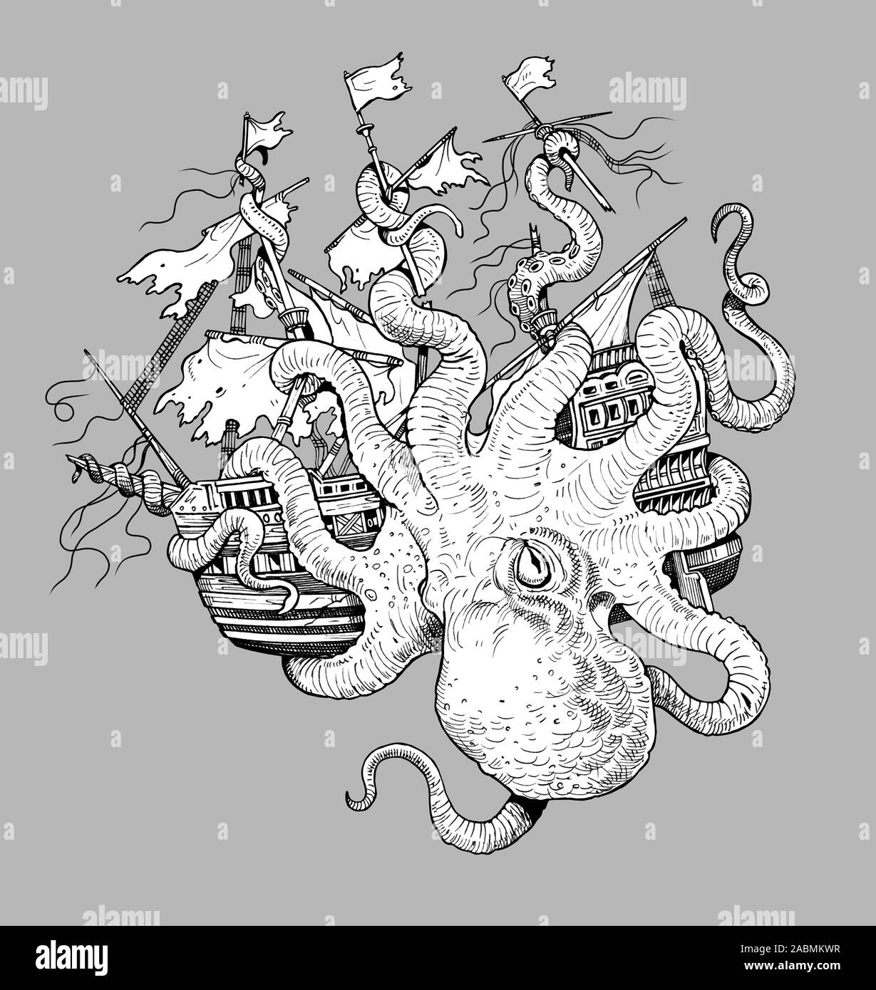 Kraken engraving immagini e fotografie stock ad alta risoluzione - Alamy