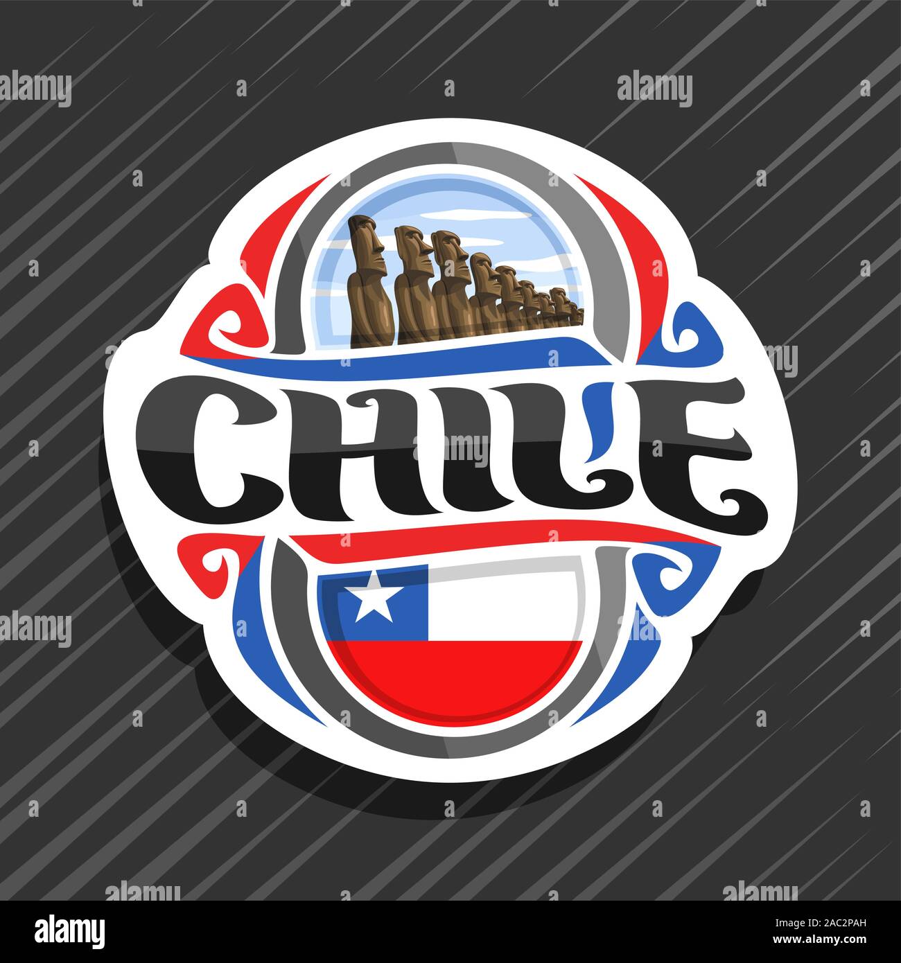 Il logo del vettore per il Cile paese, frigo magnete con stato cileno ...