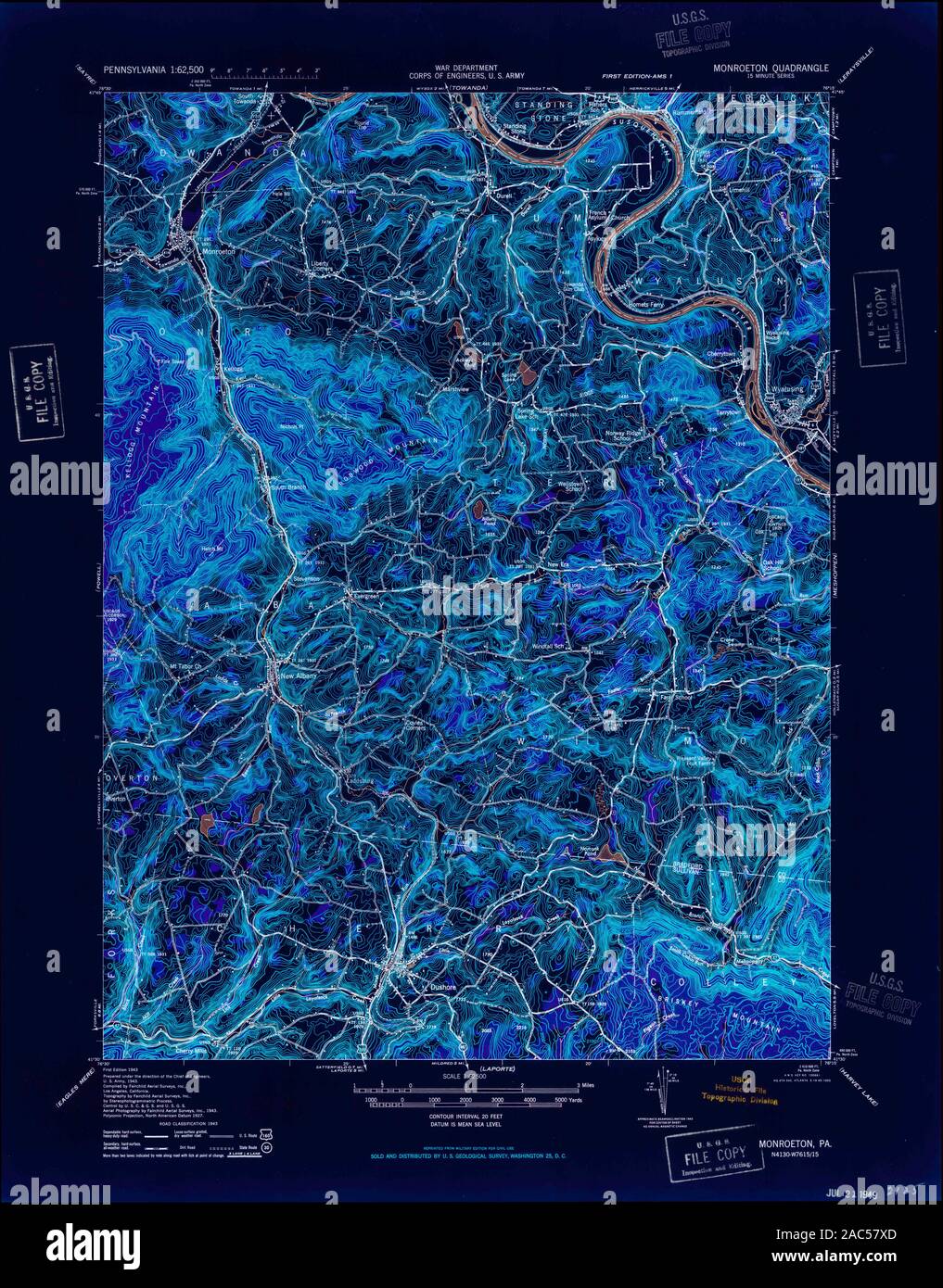 Mappa della pennsylvania di monroeton immagini e fotografie stock ad ...