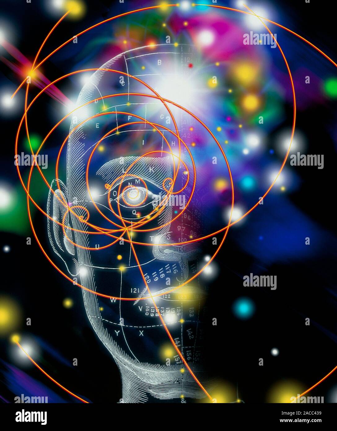 Tracce di particelle. Calcolatore concettuale illustrazione ...