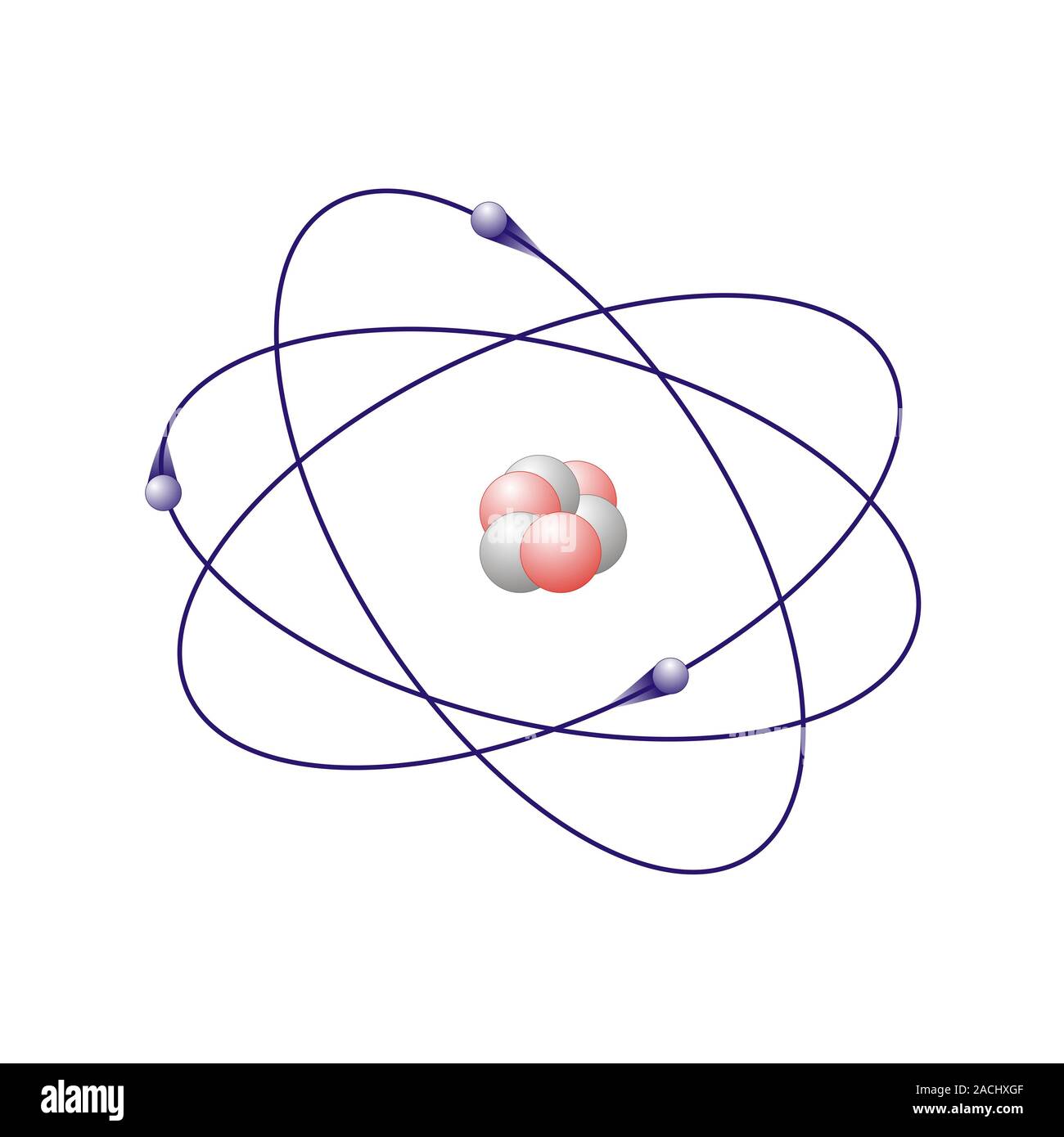 Litio, Modello atomico. Il litio ha tre neutroni (bianco) e tre protoni ...