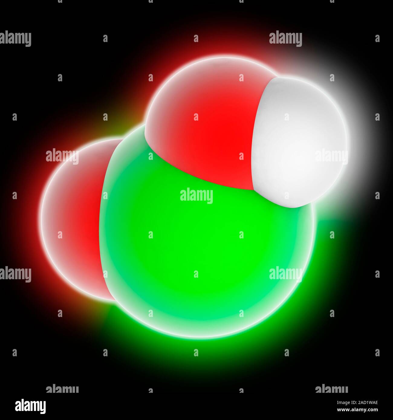 Acido cloroso. Il modello molecolare del composto inorganico, acido ...