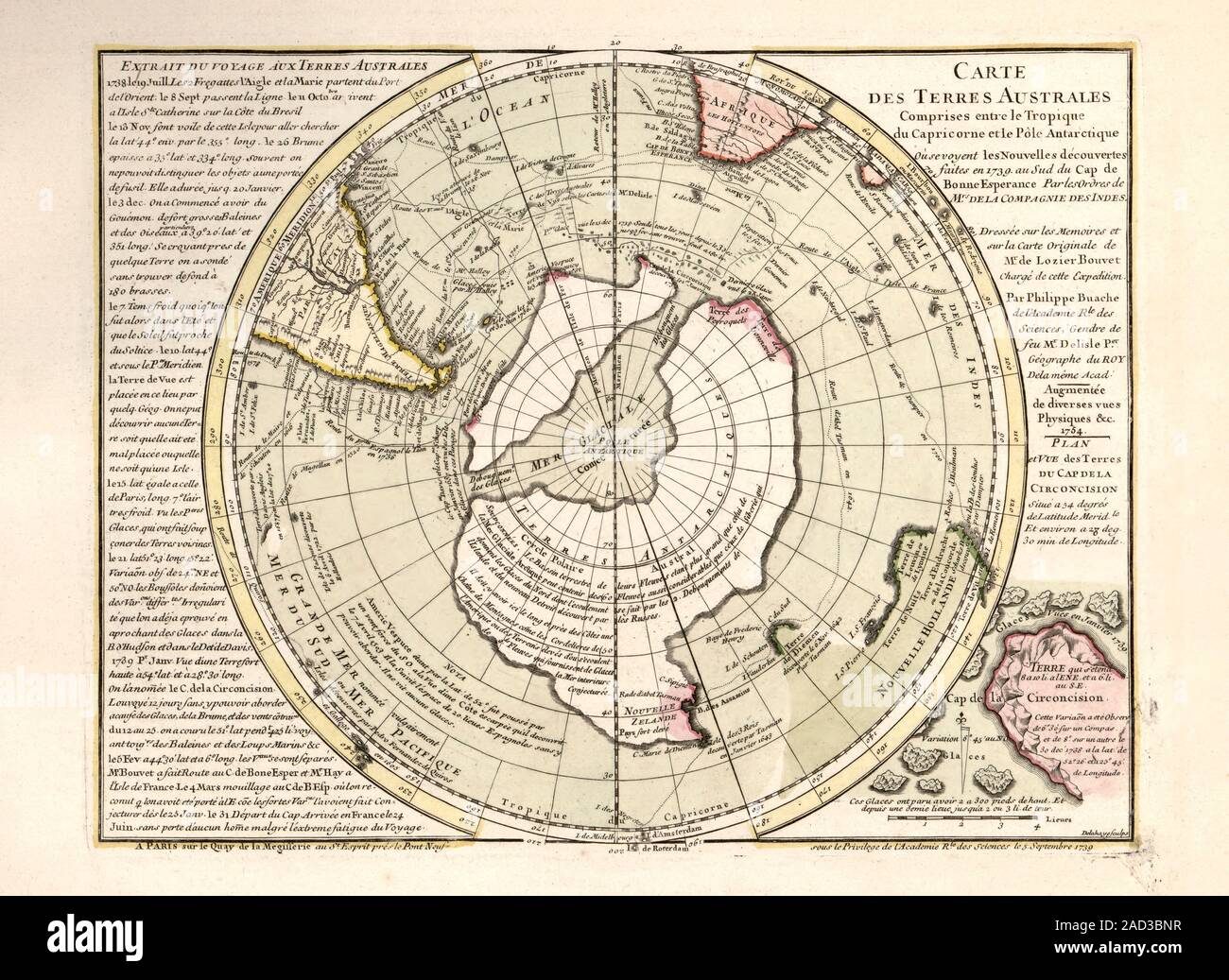 Mappa di Antartide. Xviii secolo la mappa mostra la presunta forma di ...