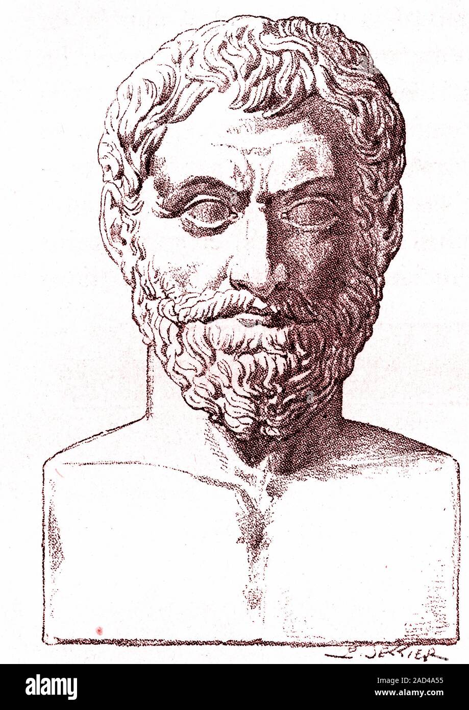 Talete di Mileto (c.624-c.546 BC). 1887 Illustrazione di un busto dell ...