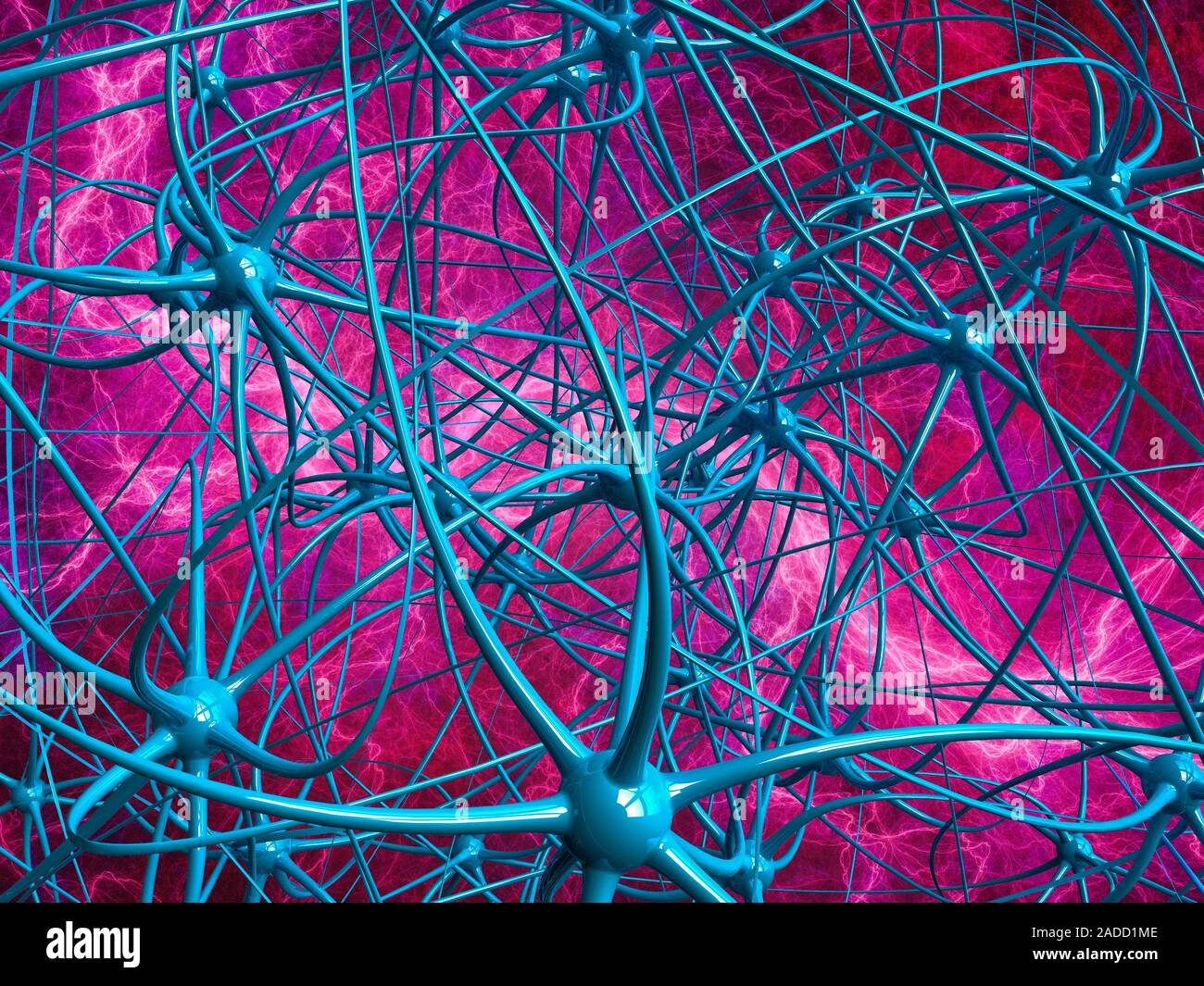 Rete neurale, illustrazione del computer. Una rete neurale è composta ...