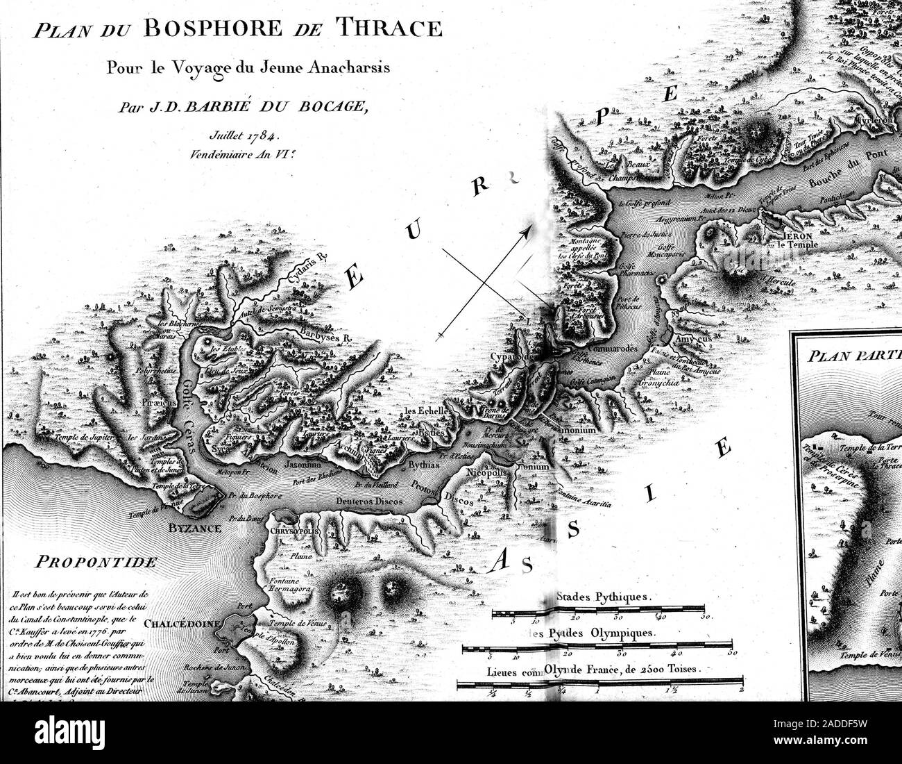 Mappa storica del Bosforo. Xviii secolo illustrazione di una mappa da ...