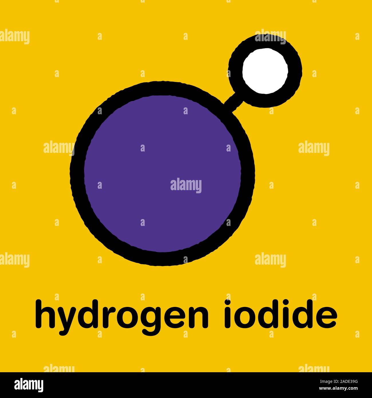 Ioduro di idrogeno (HI) molecola. Stilizzata di scheletro di formula ...