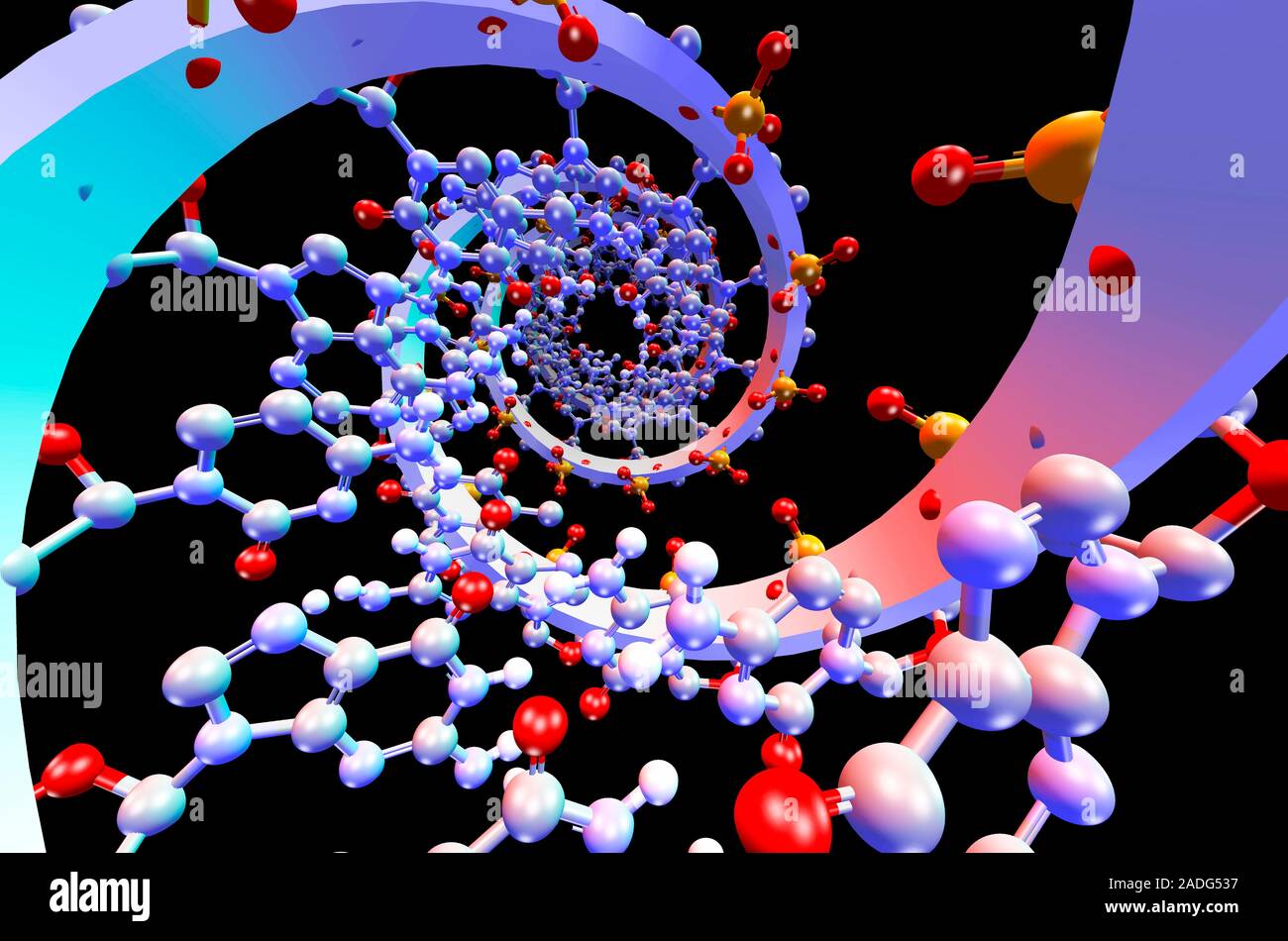Elica di DNA. Computer grafica della doppia elica del DNA (acido ...