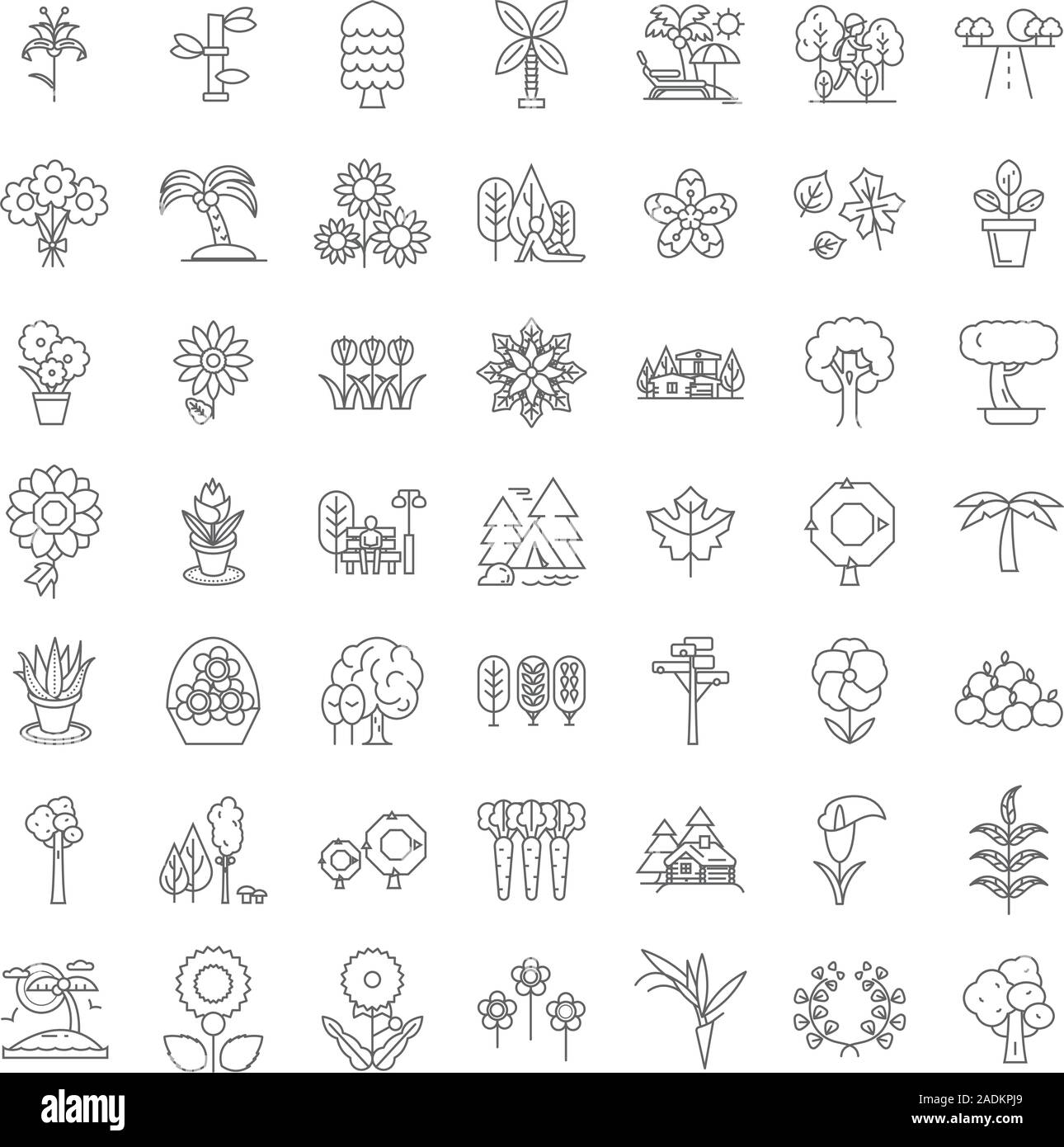 Piante icone lineare, segni, simboli linea del vettore illustrazione ...