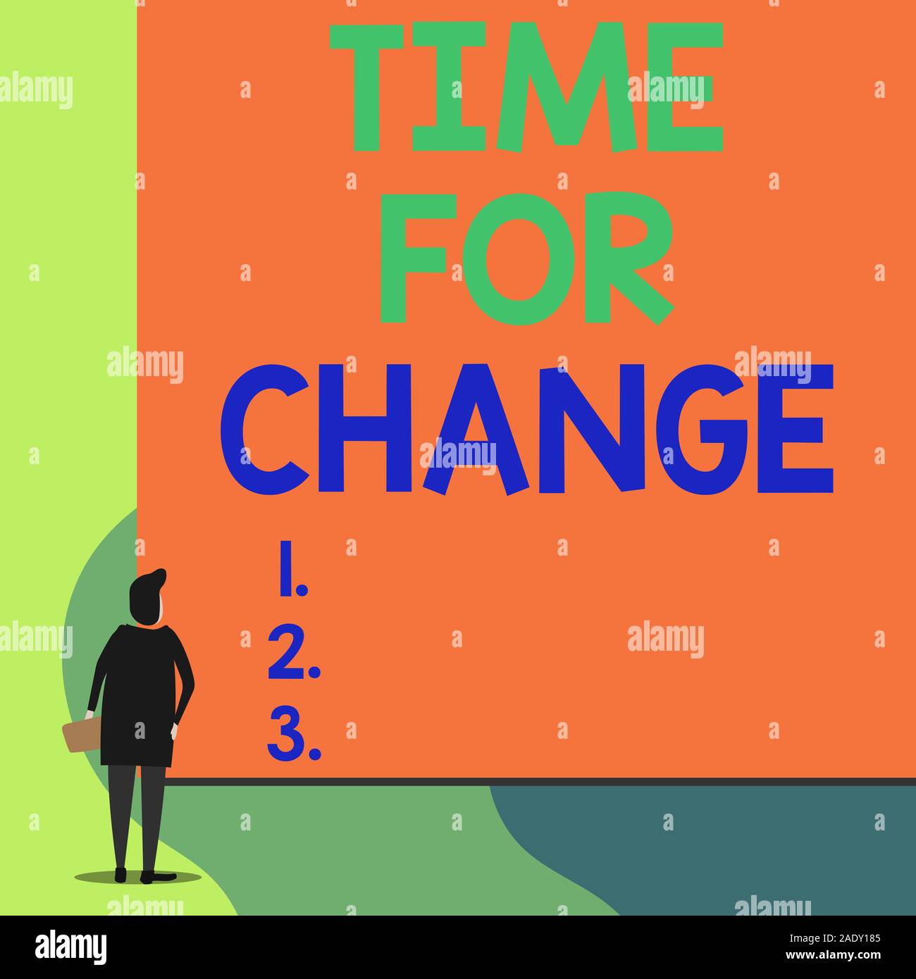 La scrittura della nota che indica il tempo per il cambiamento. Il ...