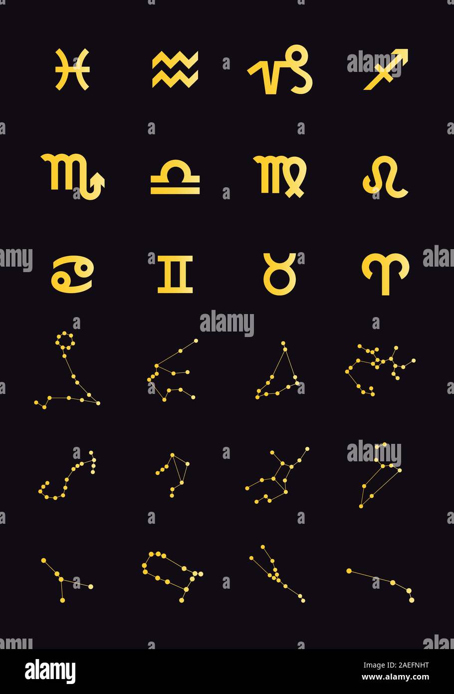 Simboli dello zodiaco impostati Immagini Vettoriali Stock - Alamy