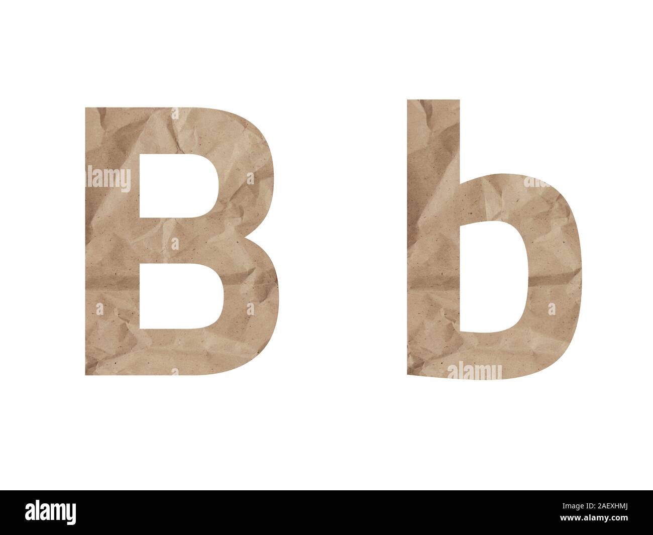 Lettera B alfabeto font Lettring. Crumpled carta da imballaggio effetto ...