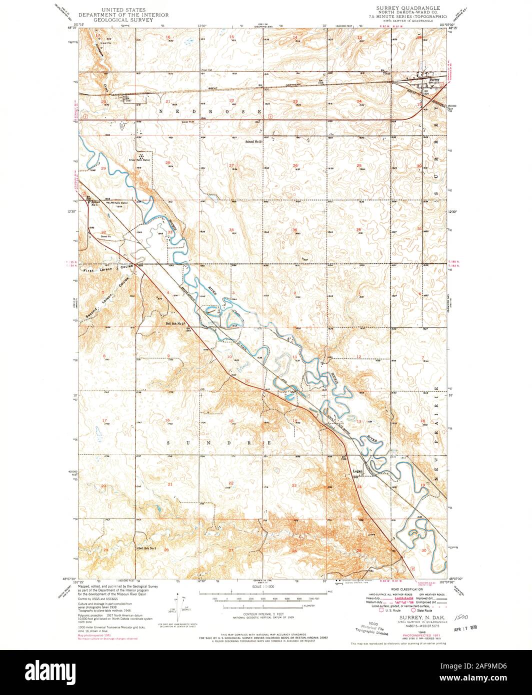 Surrey mappa del dakota del nord immagini e fotografie stock ad alta ...