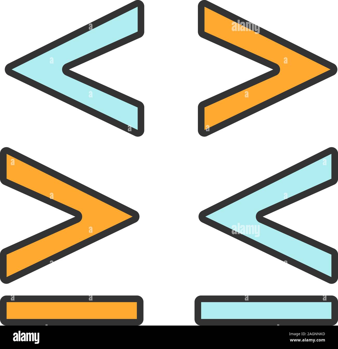 Simboli matematici icona di colore. È INFERIORE, è maggiore o uguale di ...