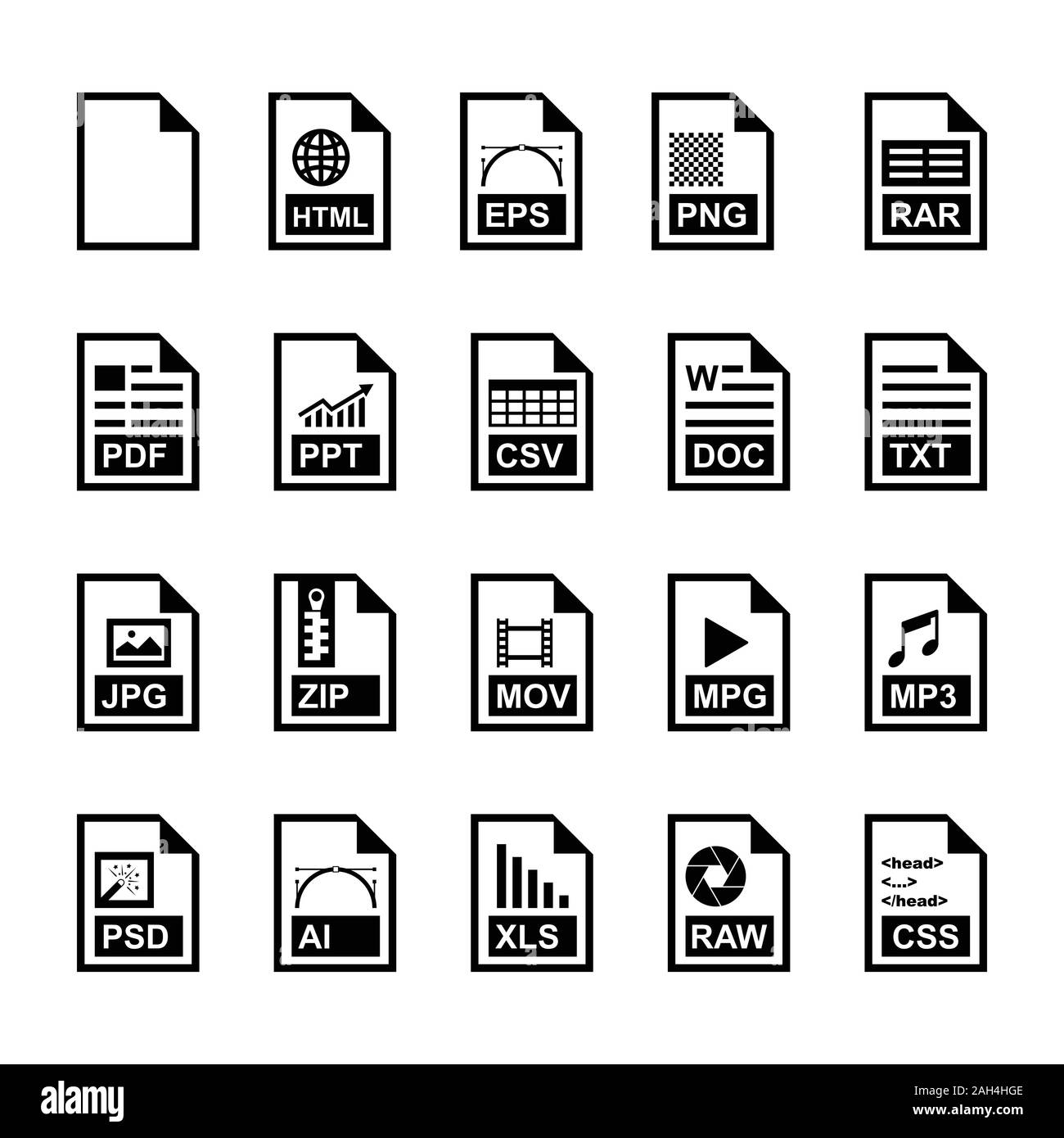 Icona del tipo di file Foto e Immagini Stock in Bianco e Nero - Alamy