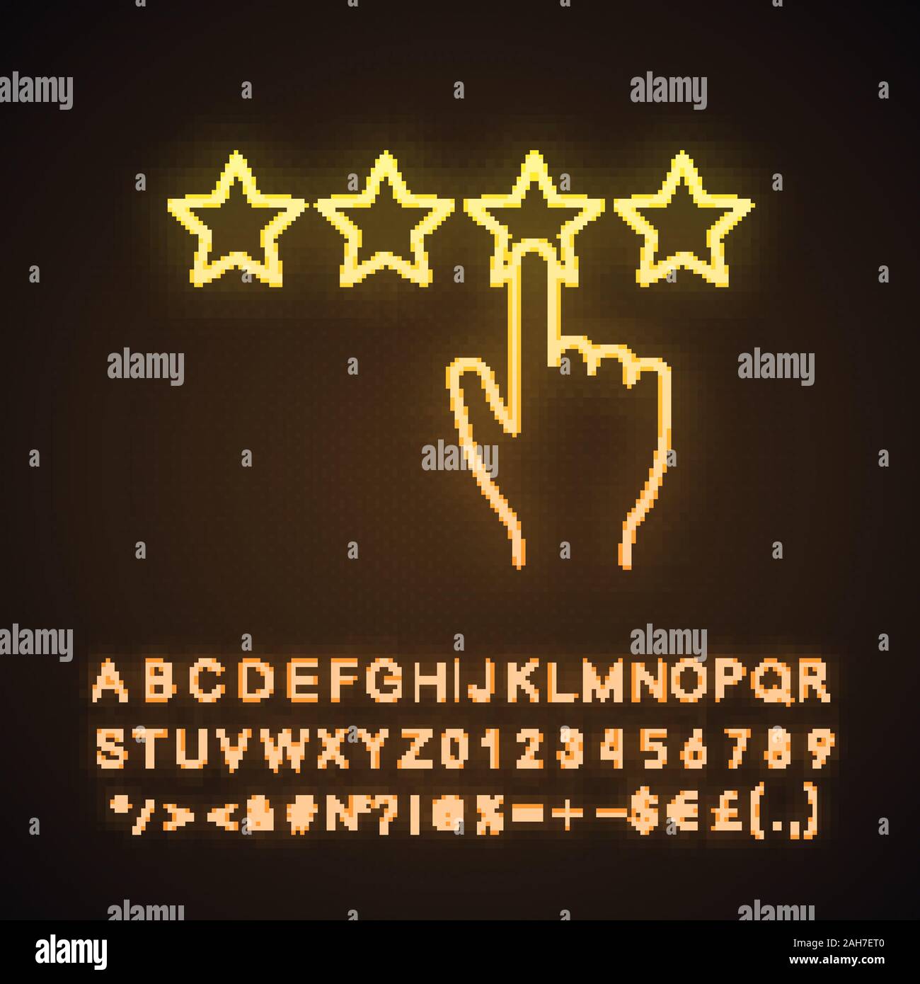 Il feedback del cliente e di classificazione di luce al neon icona ...