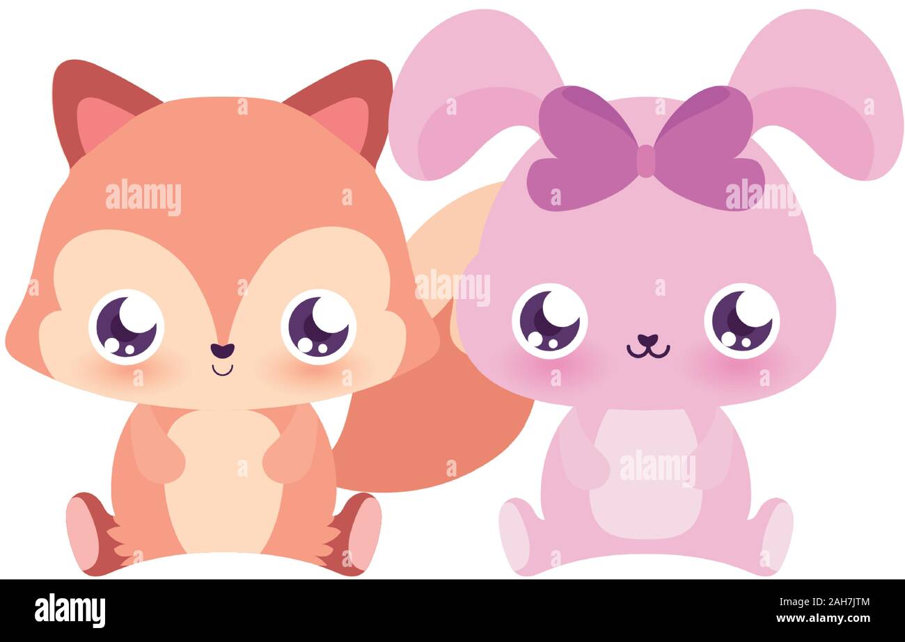 Lo scoiattolo e il coniglio cartoons design, Kawaii animali espressione ...