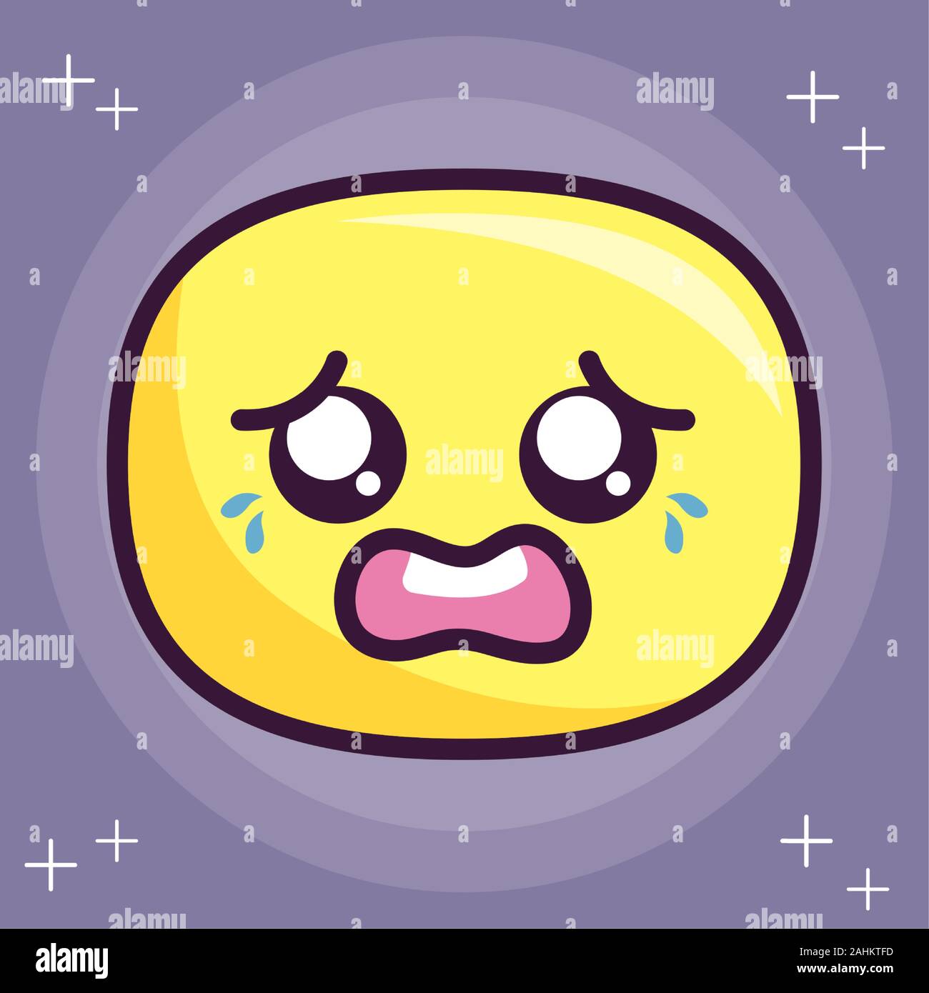 Il pianto ovale design cartoon, Kawaii espressione carattere simpatico ...