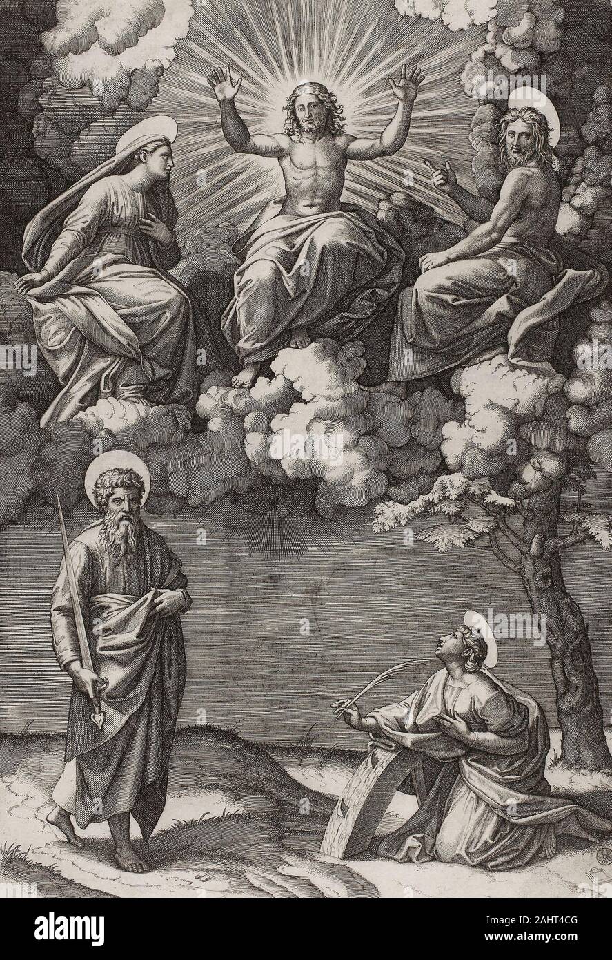 Marcantonio Raimondi. Cristo, la Vergine e San Giovanni Battista con i ...