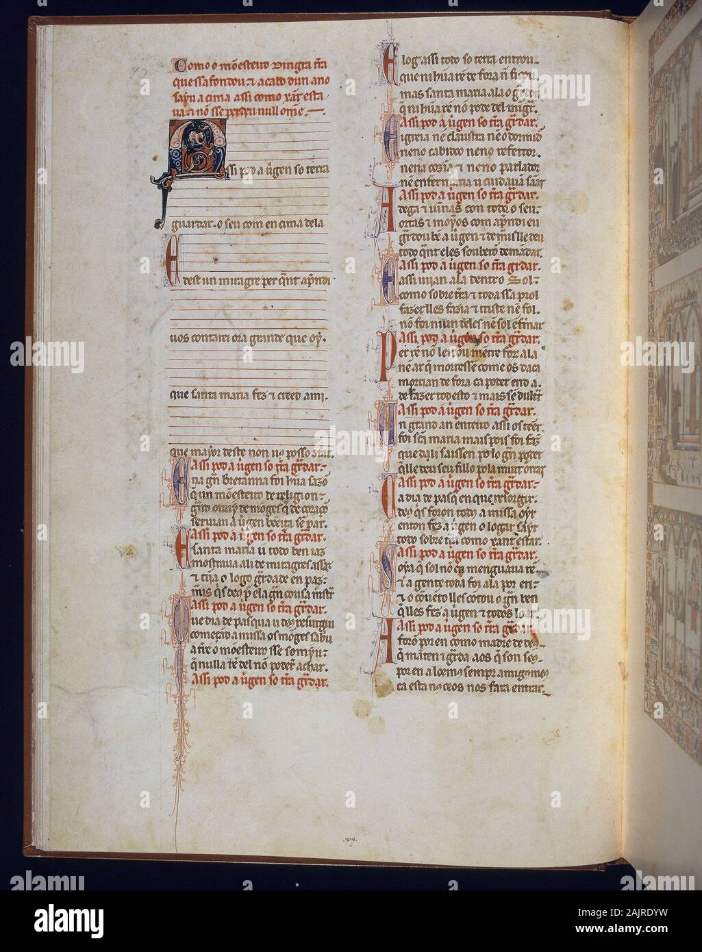 MS B.R.20 - CANTIGA DE SANTA MARIA Nº226 - F14V - TEXTO - ESTROFA EN ...