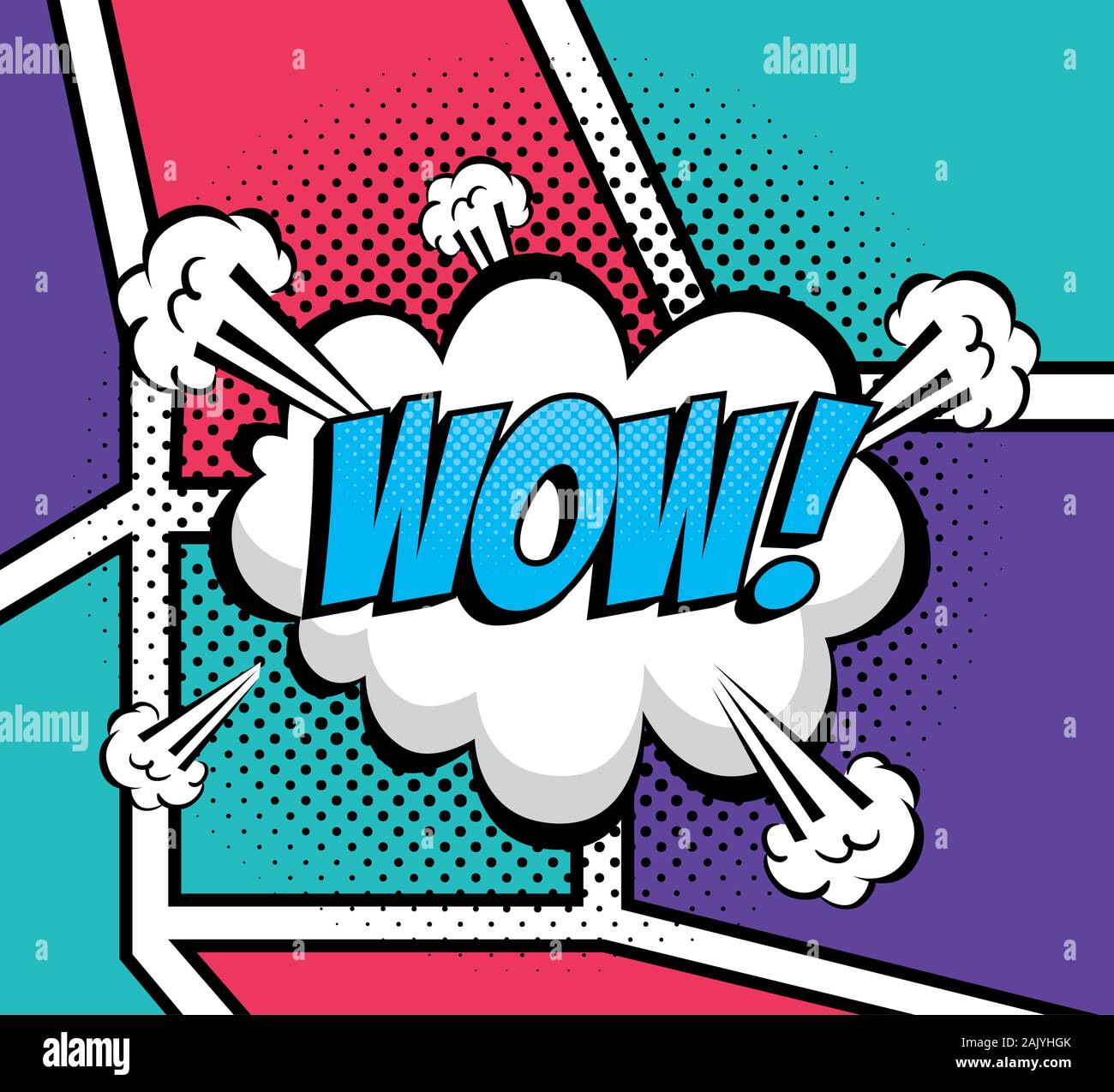 Il cloud con wow scritte pop art icona di stile Immagine e Vettoriale ...