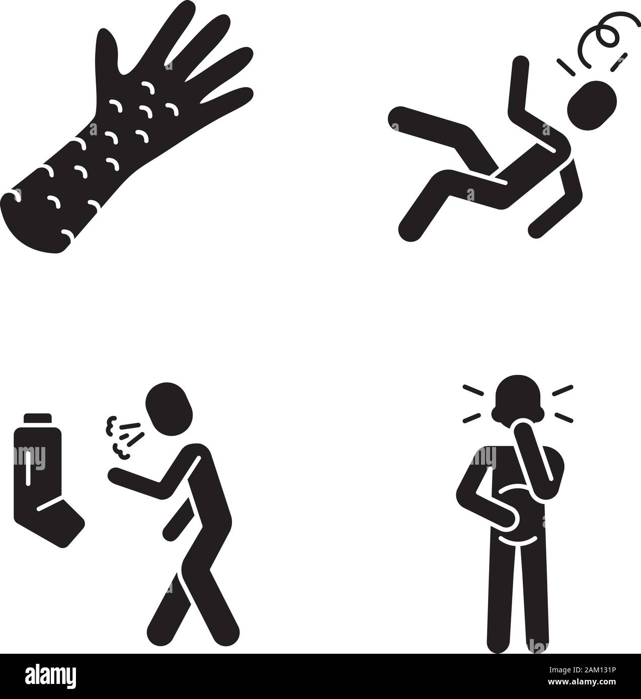 L'infezione, i sintomi delle allergie glifo set di icone. Attacco d ...