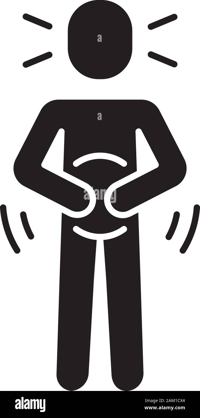 Dolore addominale glifo icona. Sistema digestivo problema. L ...