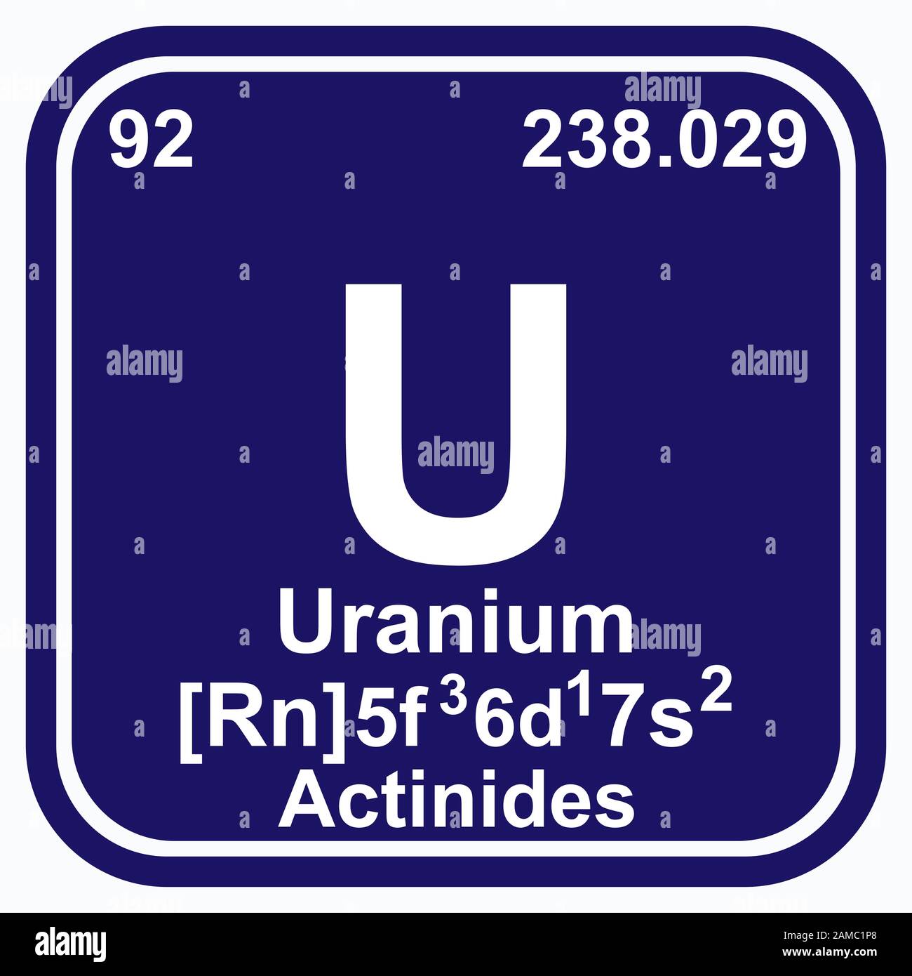 Simbolo di uranio tavola periodica Immagini Vettoriali Stock - Alamy