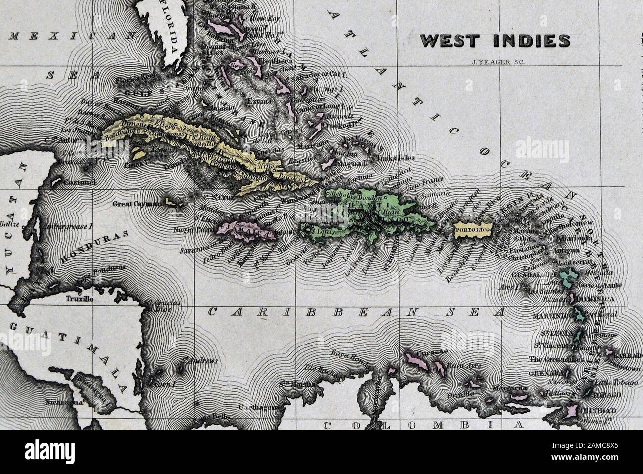 Mappa delle isole caraibiche d'epoca immagini e fotografie stock ad ...