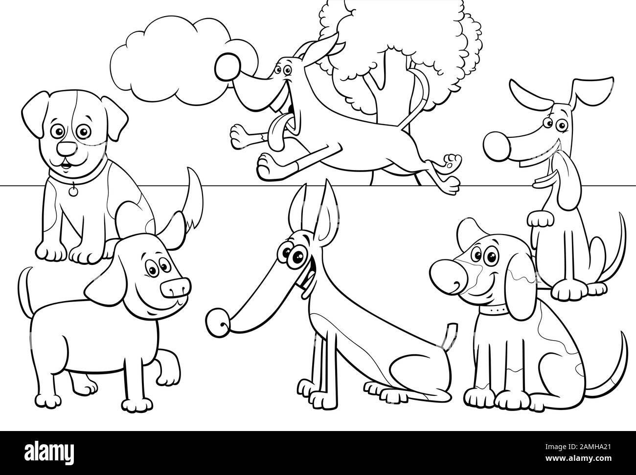 Fumetto Bianco E Nero Illustrazione Di Cani E Cuccioli Animali Animali ...