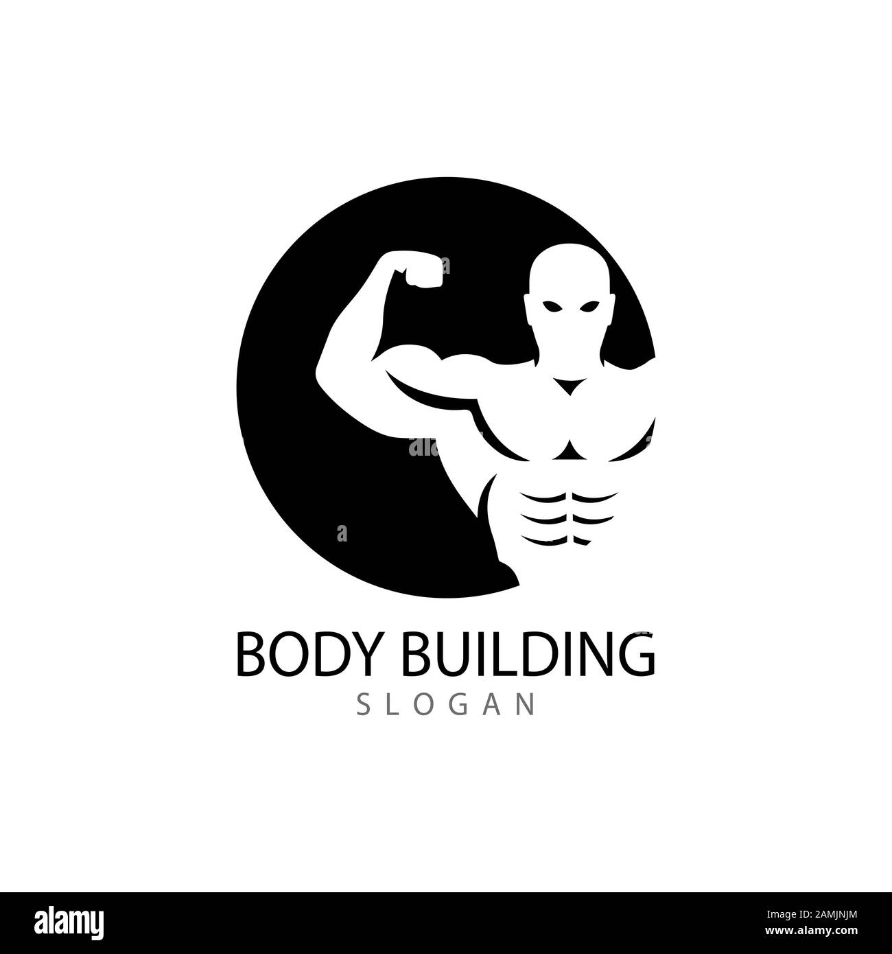 simbolo, palestra, modello, badge, forte, design, muscolo, elemento ...