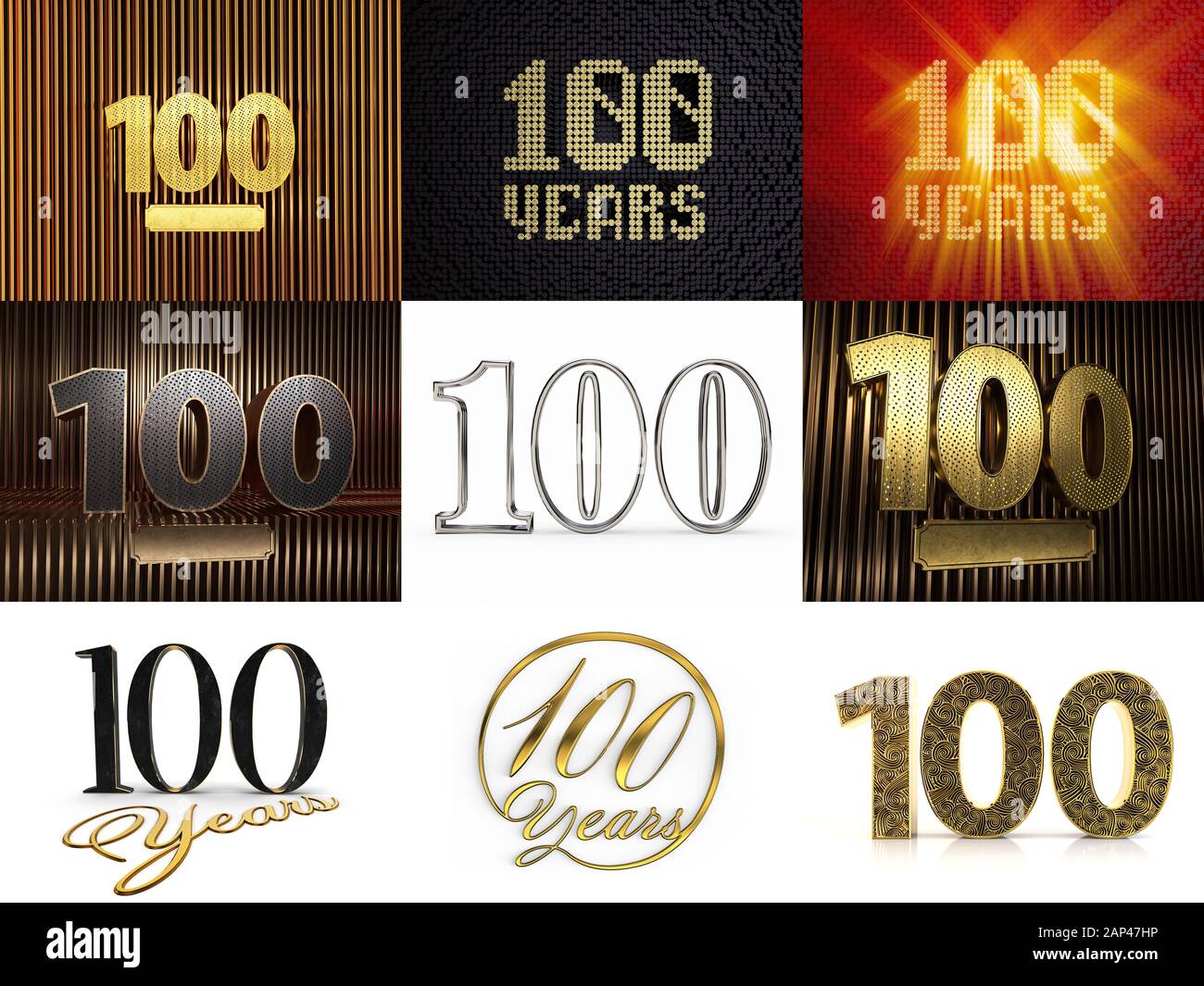 Set del numero 100 (numero cento) celebrazione design. Elementi del ...