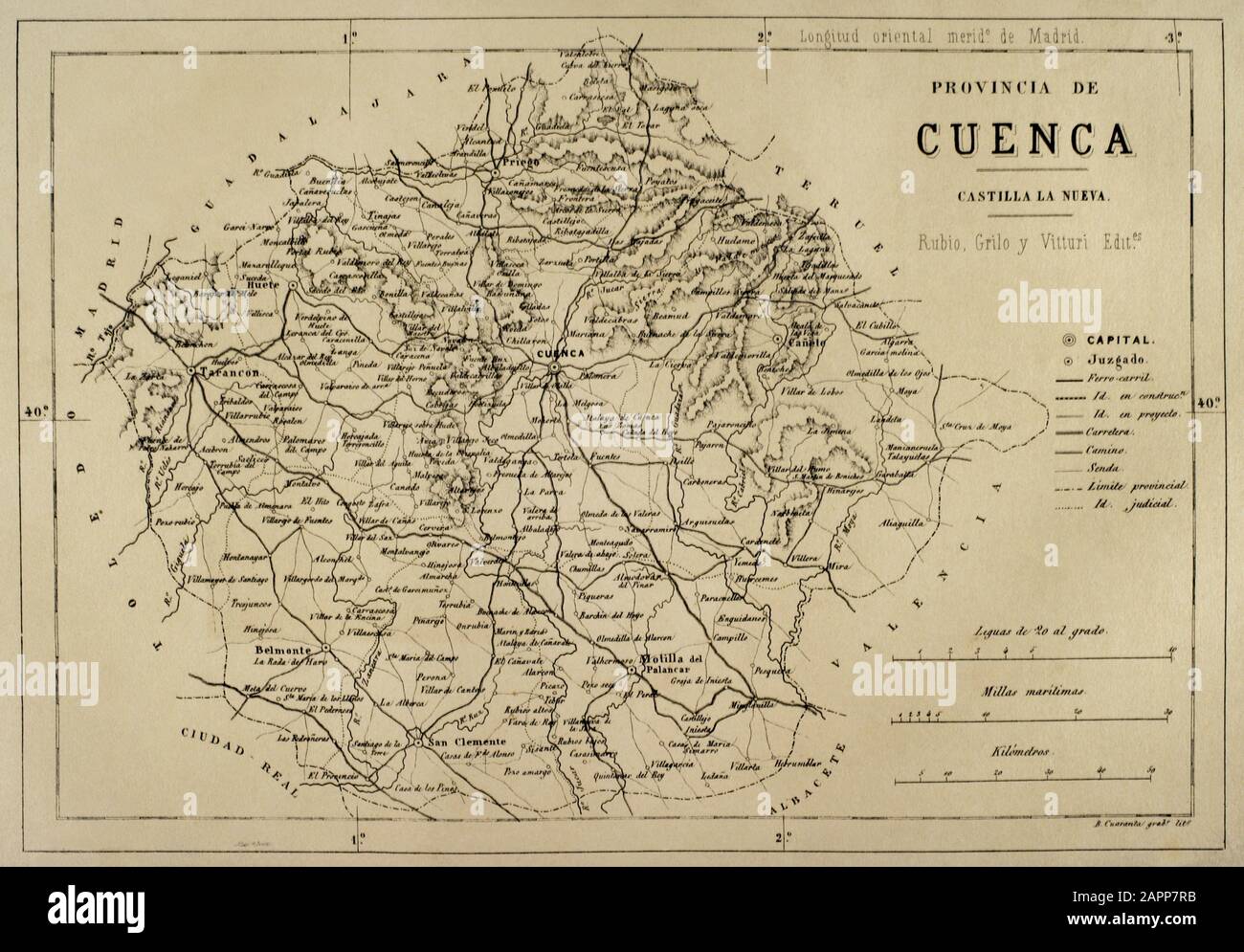 Mappa della Provincia di Cuenca, Spagna. Cronica General de España ...